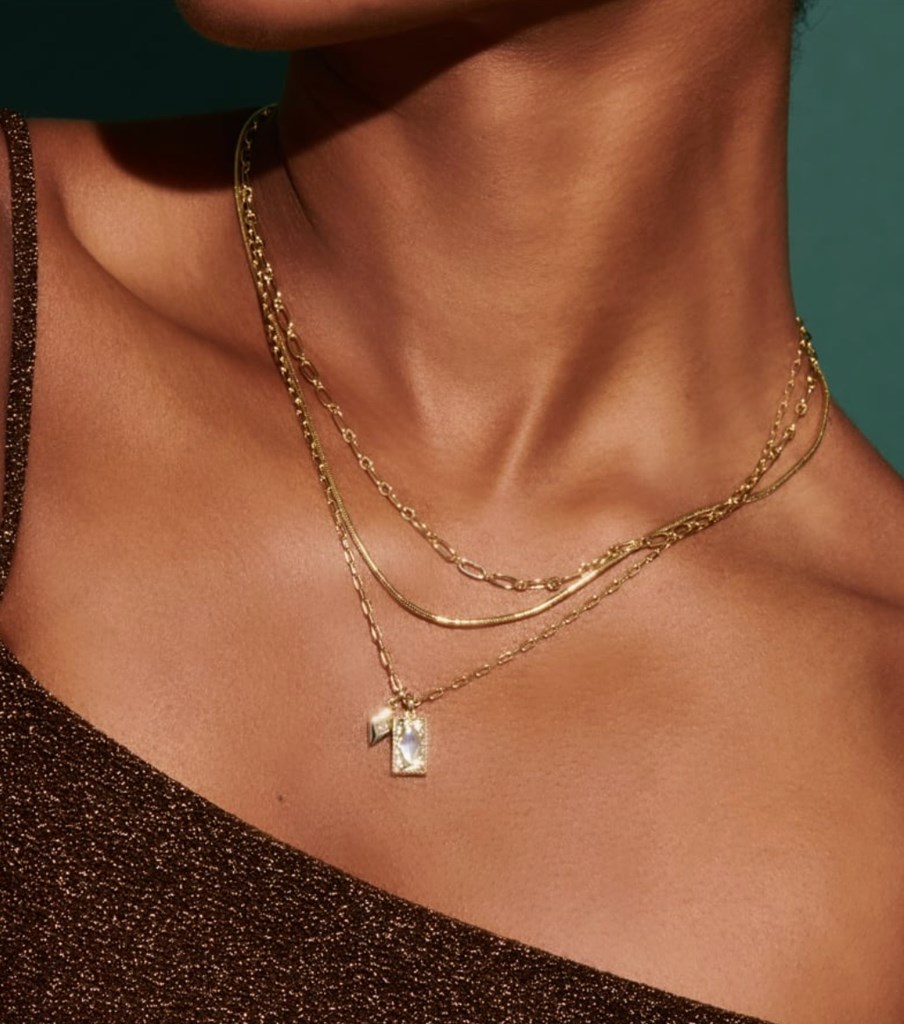 #138: Kendra Scott's Kinsley Gold Multi Strand Necklace in Ivory Mother ...